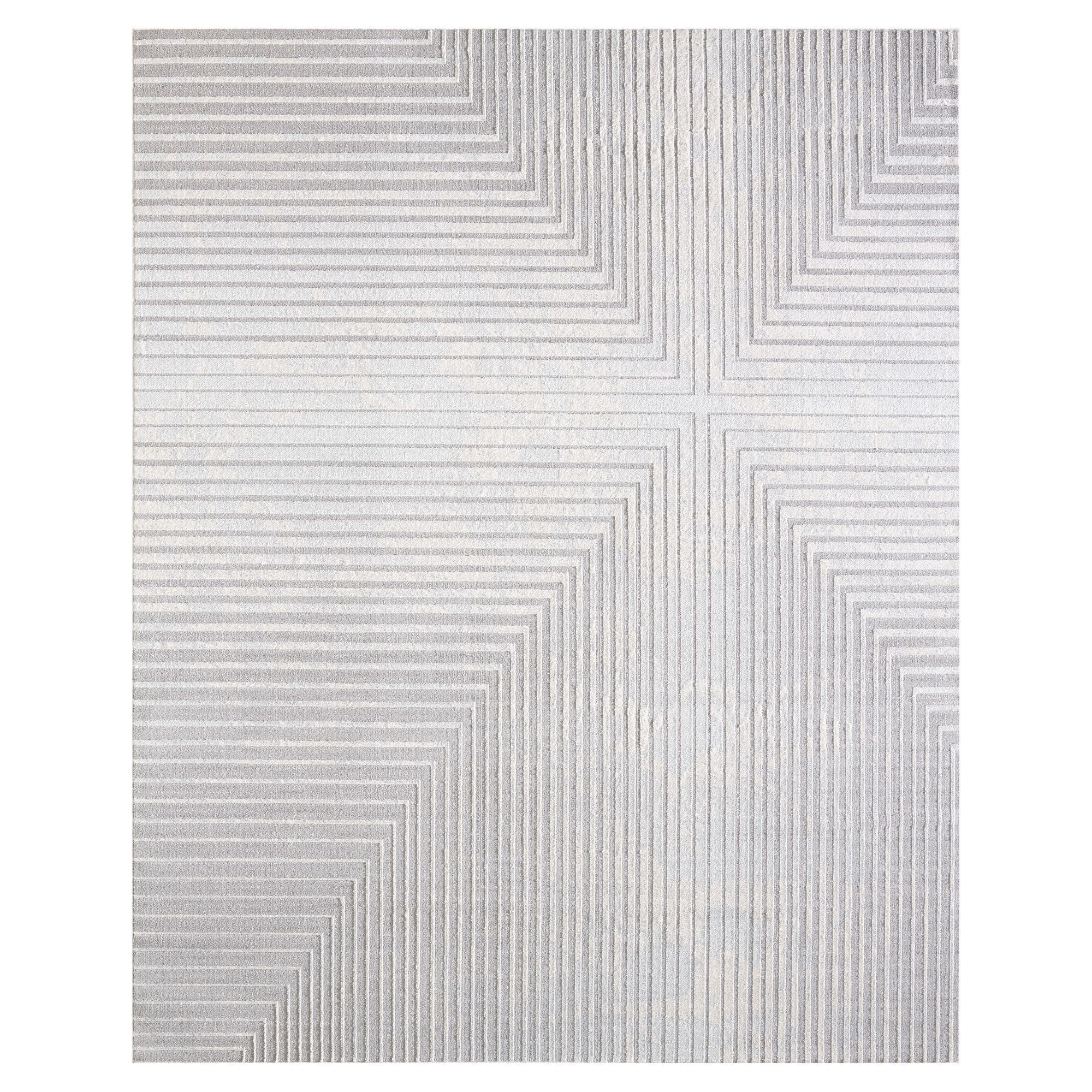 Modern Gray Abstract Striped Area Rug – Edenbrook